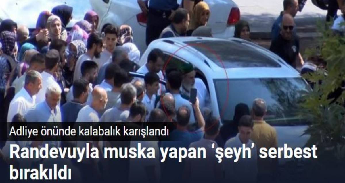 Randevuyla muska yapan ‘şeyh’ serbest bırakıldı: Adliye önünde kalabalık tarafından karışlandı